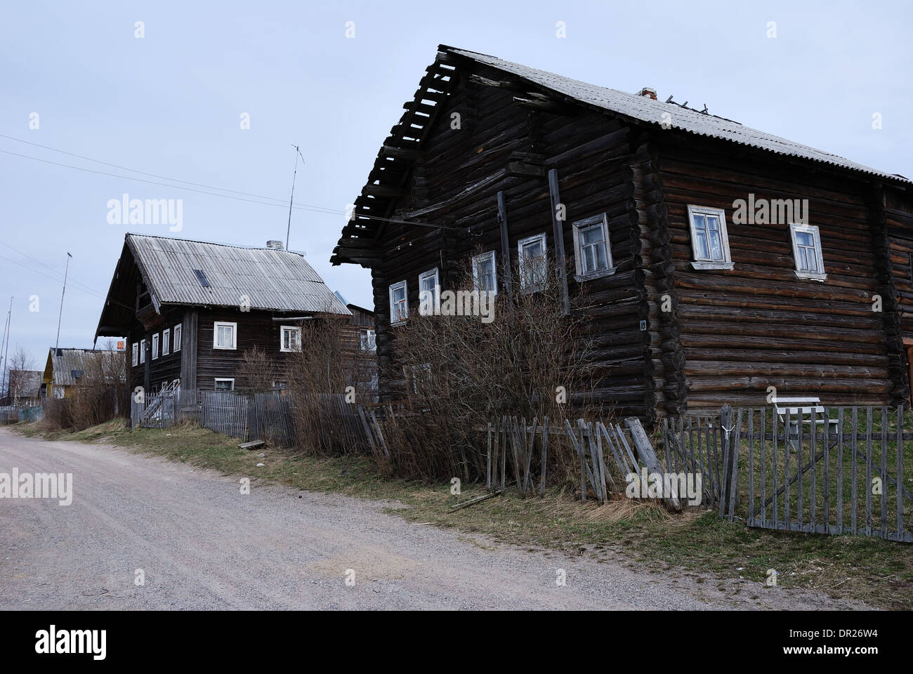 traditional wooden house in the northern village Stock Photo - Alamy
