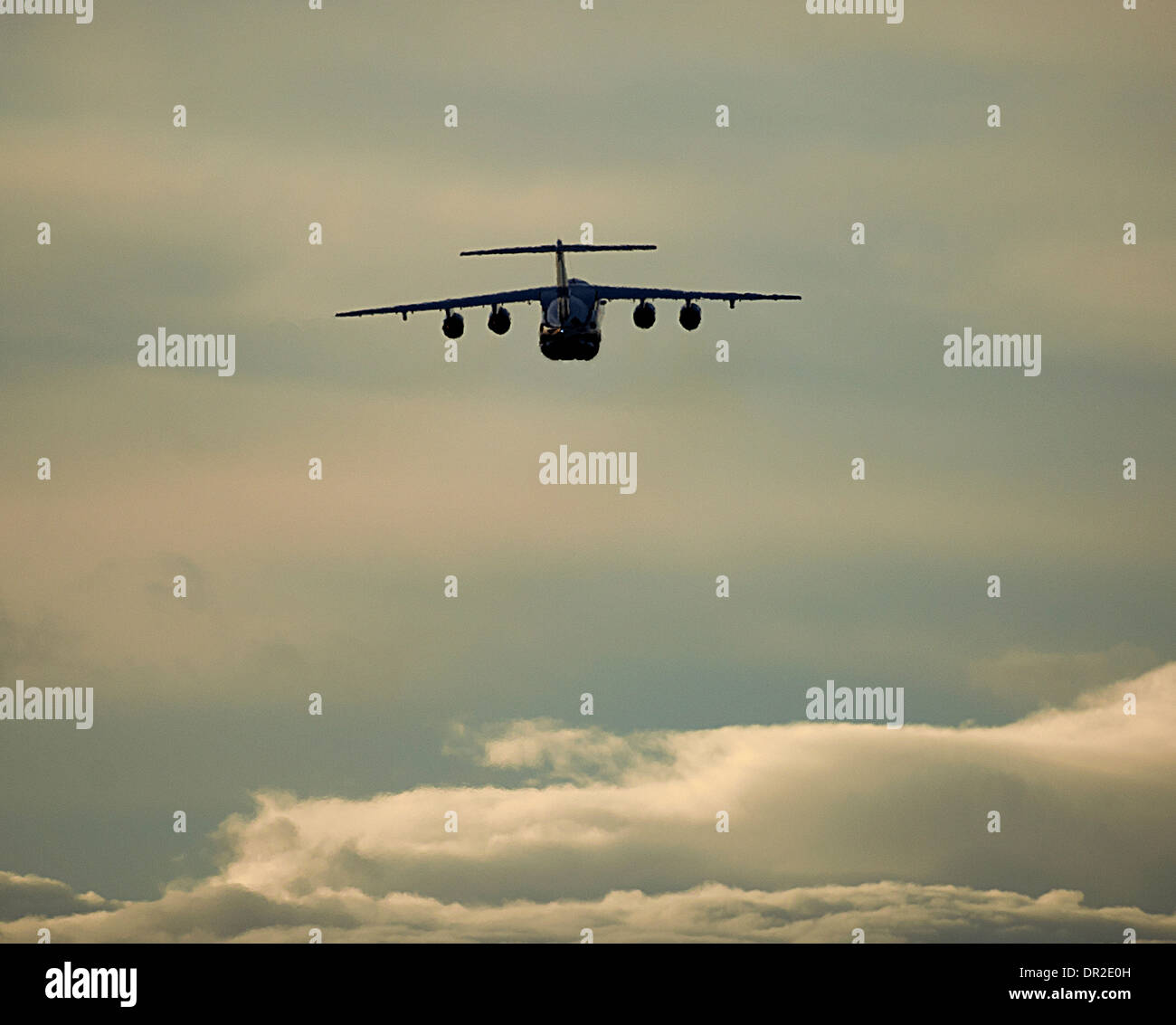 BAe 146-100 four engined jet departing RAF Lossiemouth. SCO 9243 Stock ...