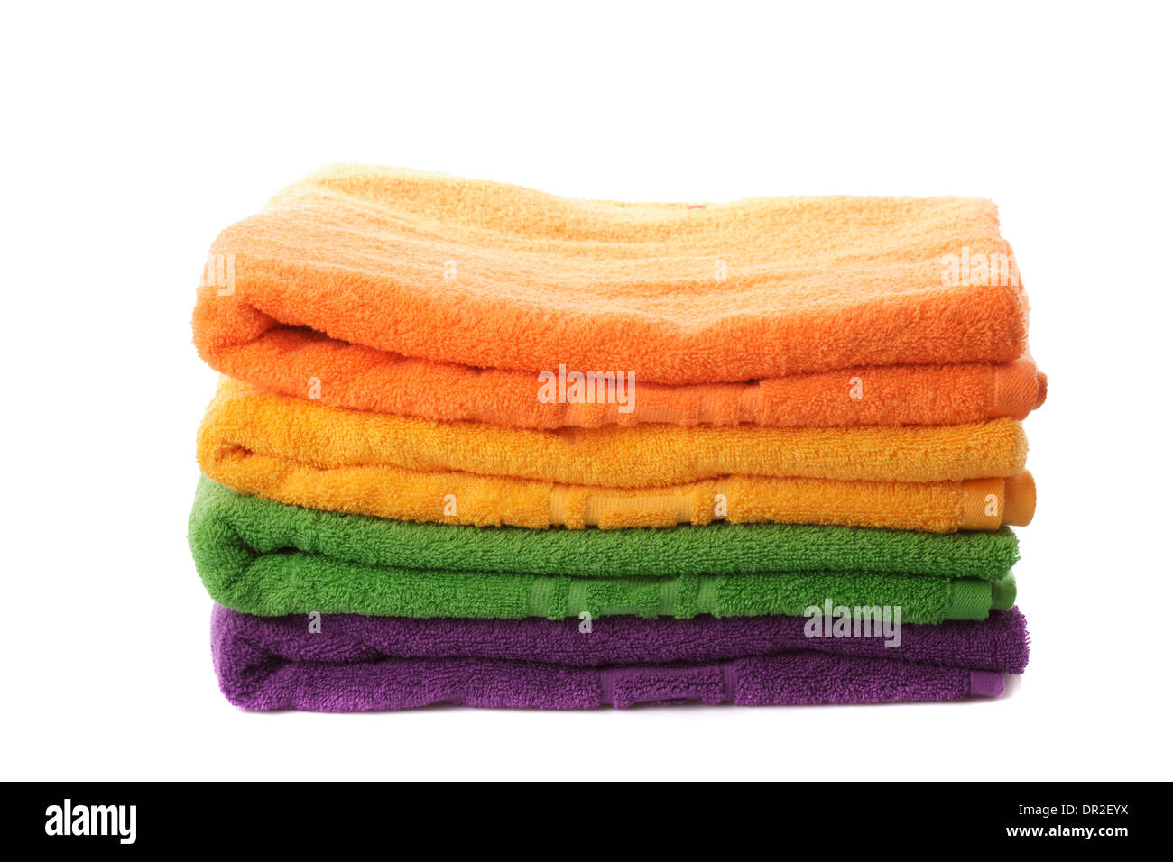Stack of colorfull towels isolated on white Stock Photo - Alamy