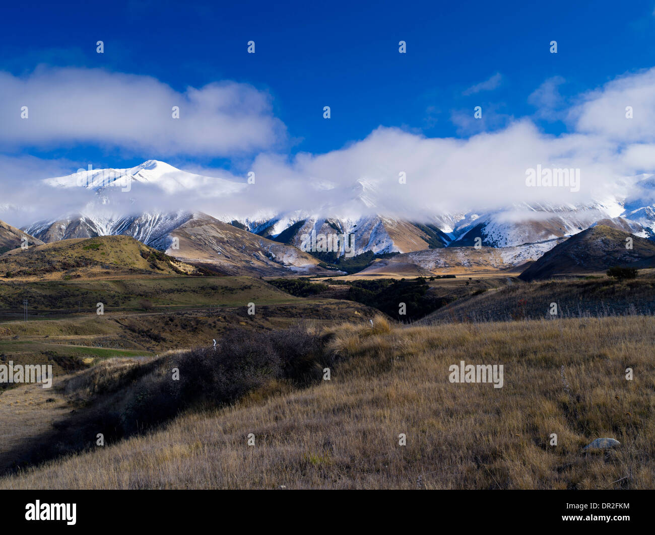 View of the Torlesse Range from the Cave Stream overlook along Highway ...