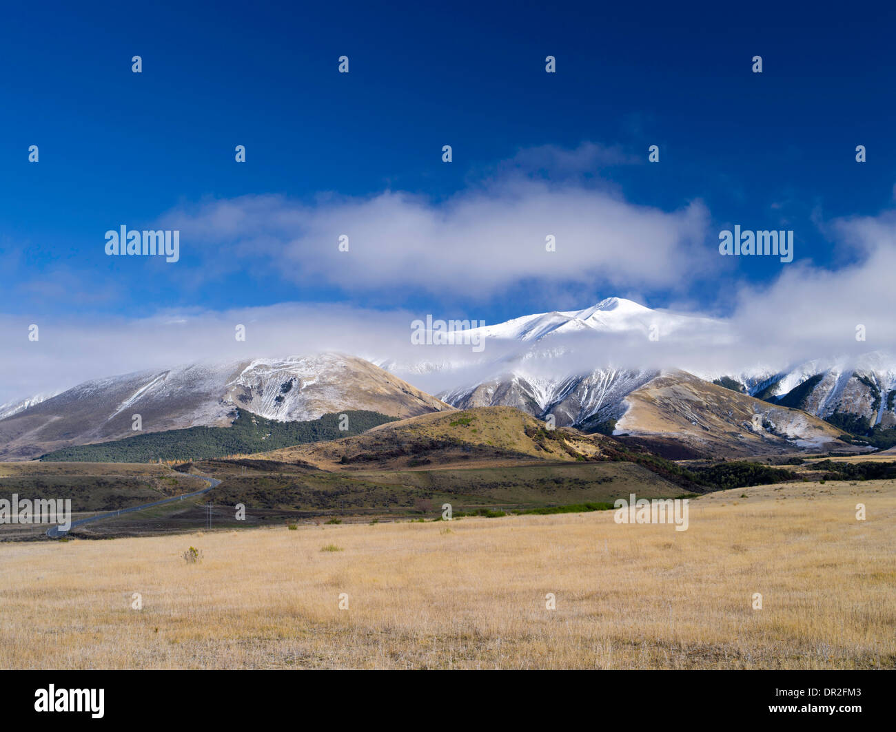 View of the Torlesse Range from the Cave Stream overlook along Highway ...