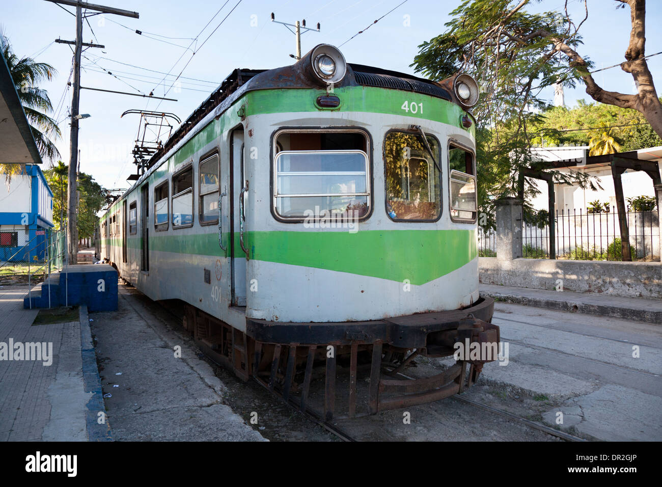 Vintage American built steam locomotive at railway museum Havana, Cuba ...