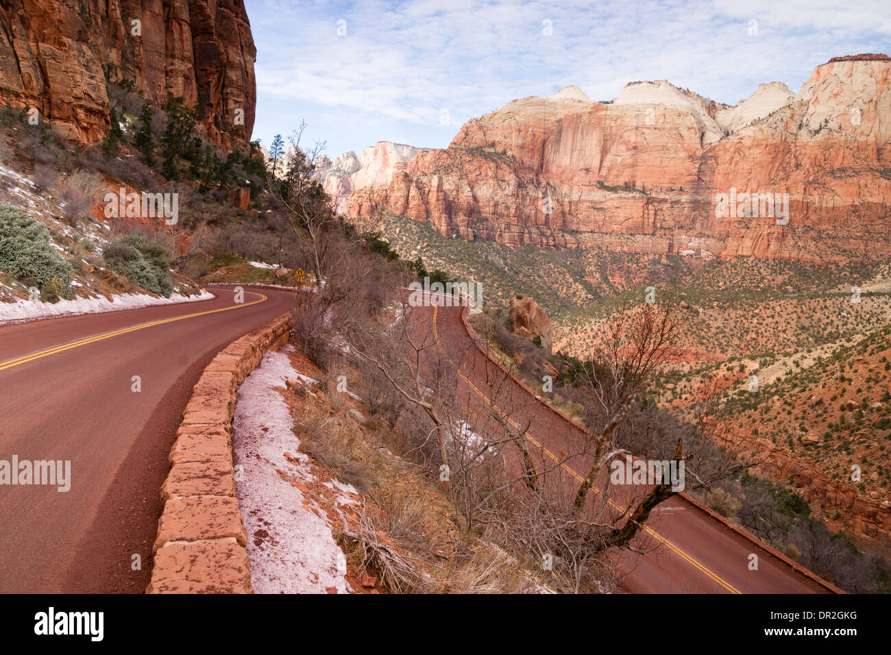 Beautiful overlook down on the road back into Zion National Park Stock ...