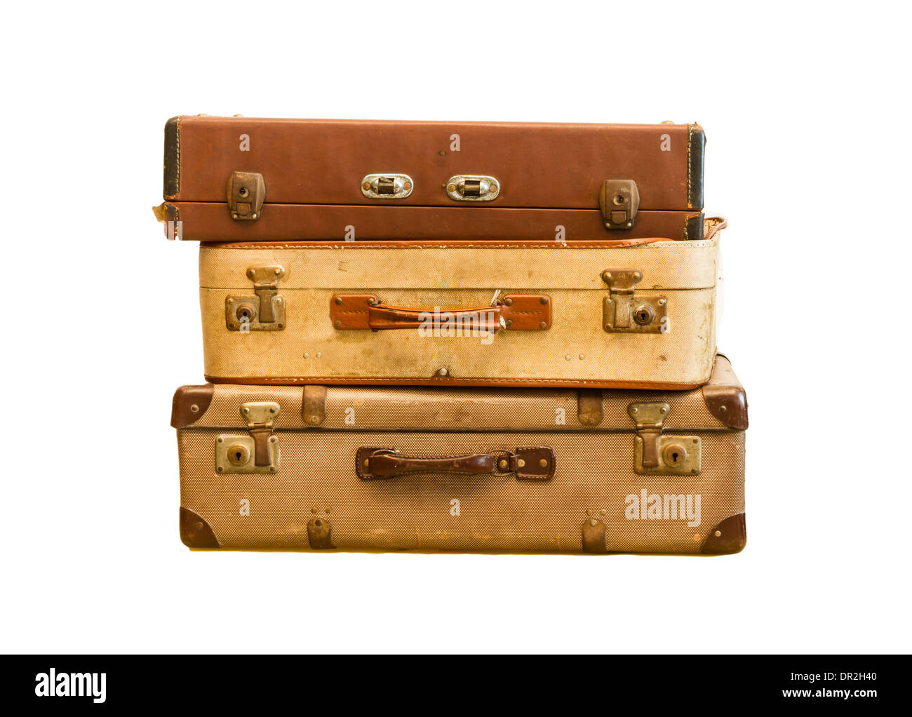 Pile of old vintage bag suitcases on isolate background Stock Photo - Alamy