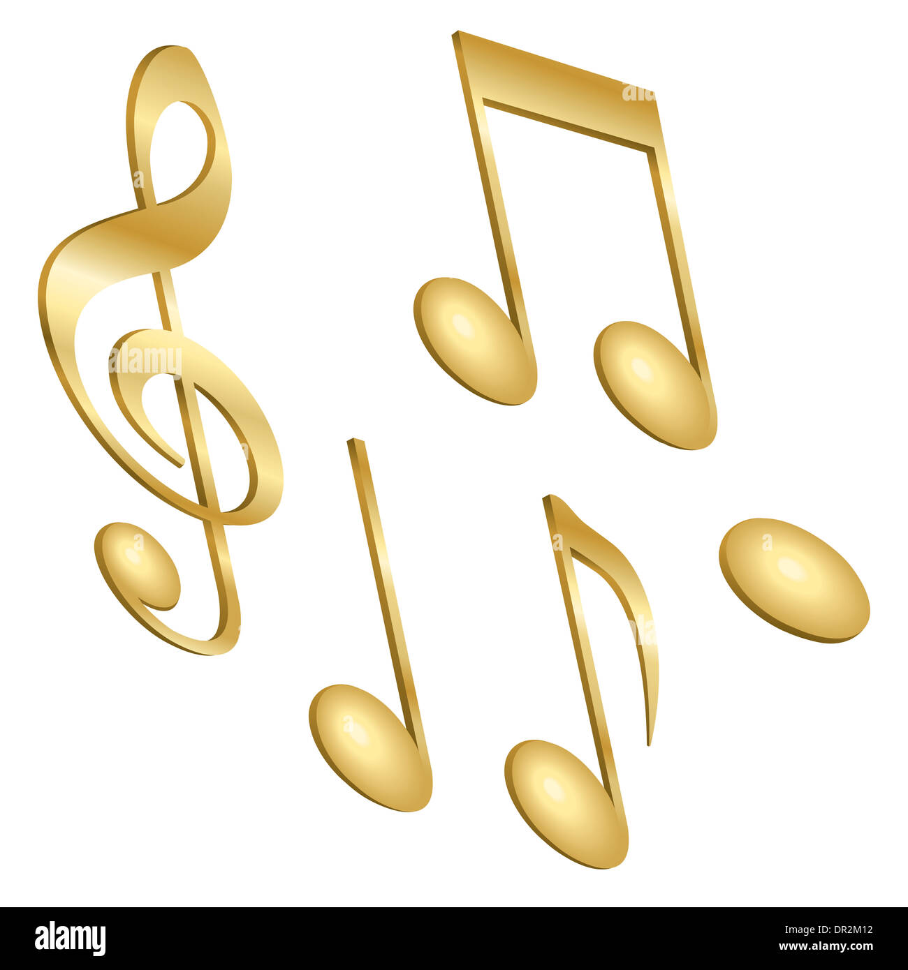 A set of golden musical notes isolated on white Stock Photo - Alamy