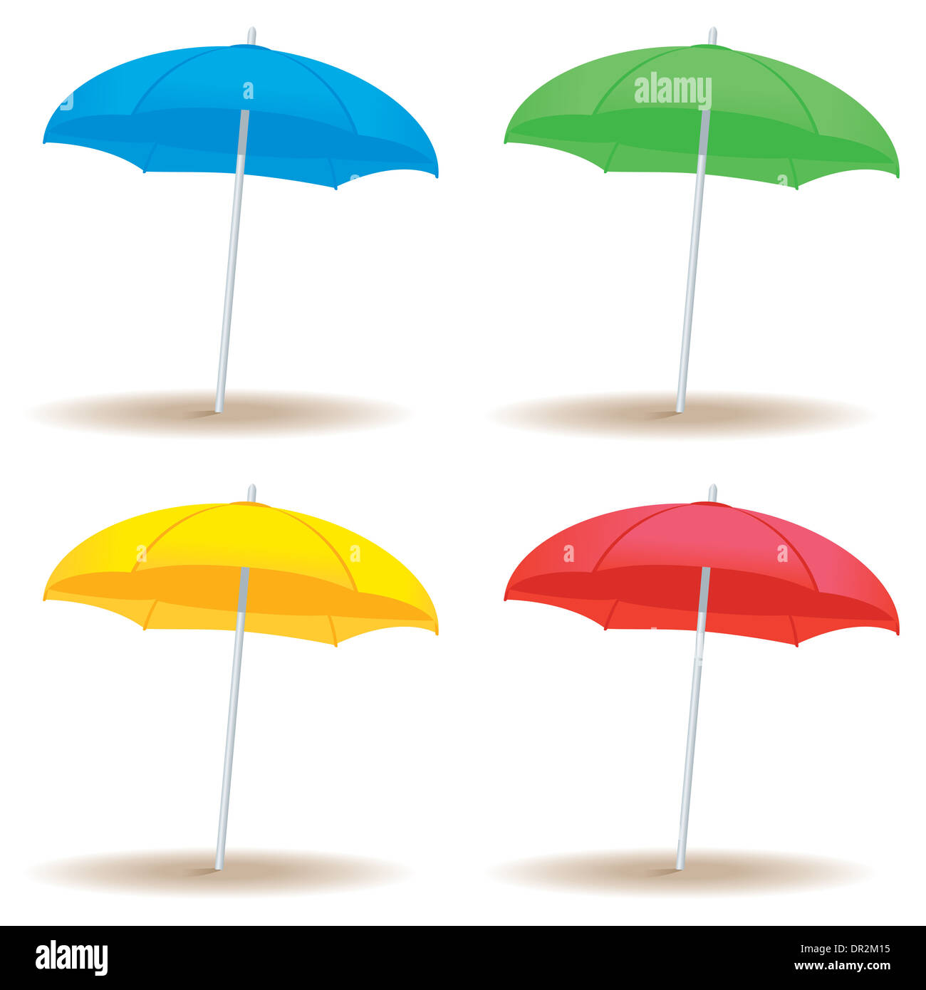 A collection of beach umbrellas in solid colors Stock Photo - Alamy