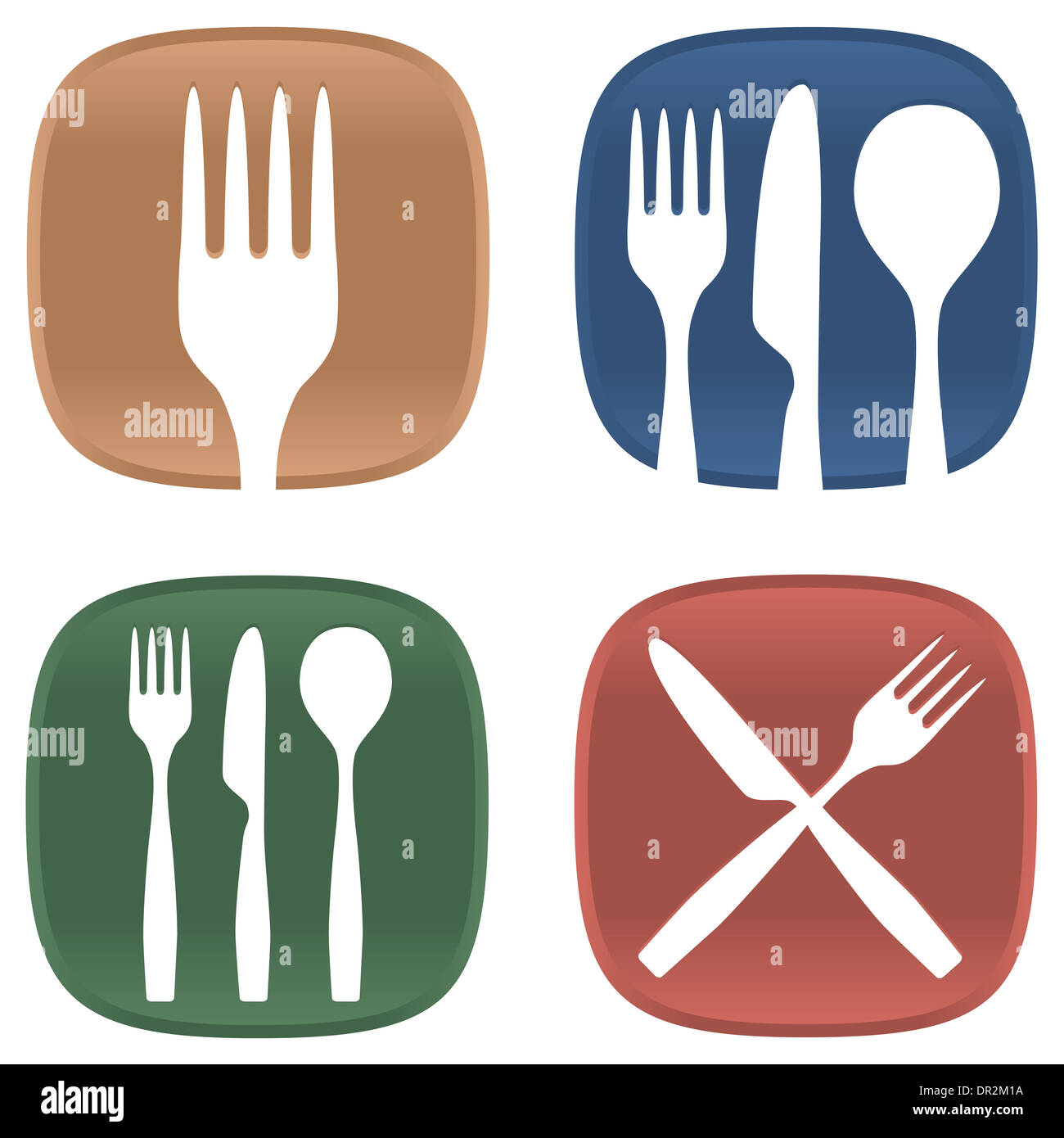 A selection of dining symbols with cutlery and plates in several ...