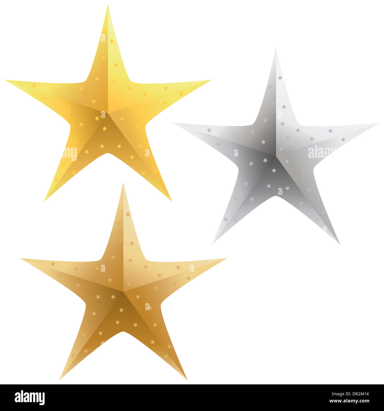 A selection of sparkling gold, silver and bronze stars Stock Photo - Alamy