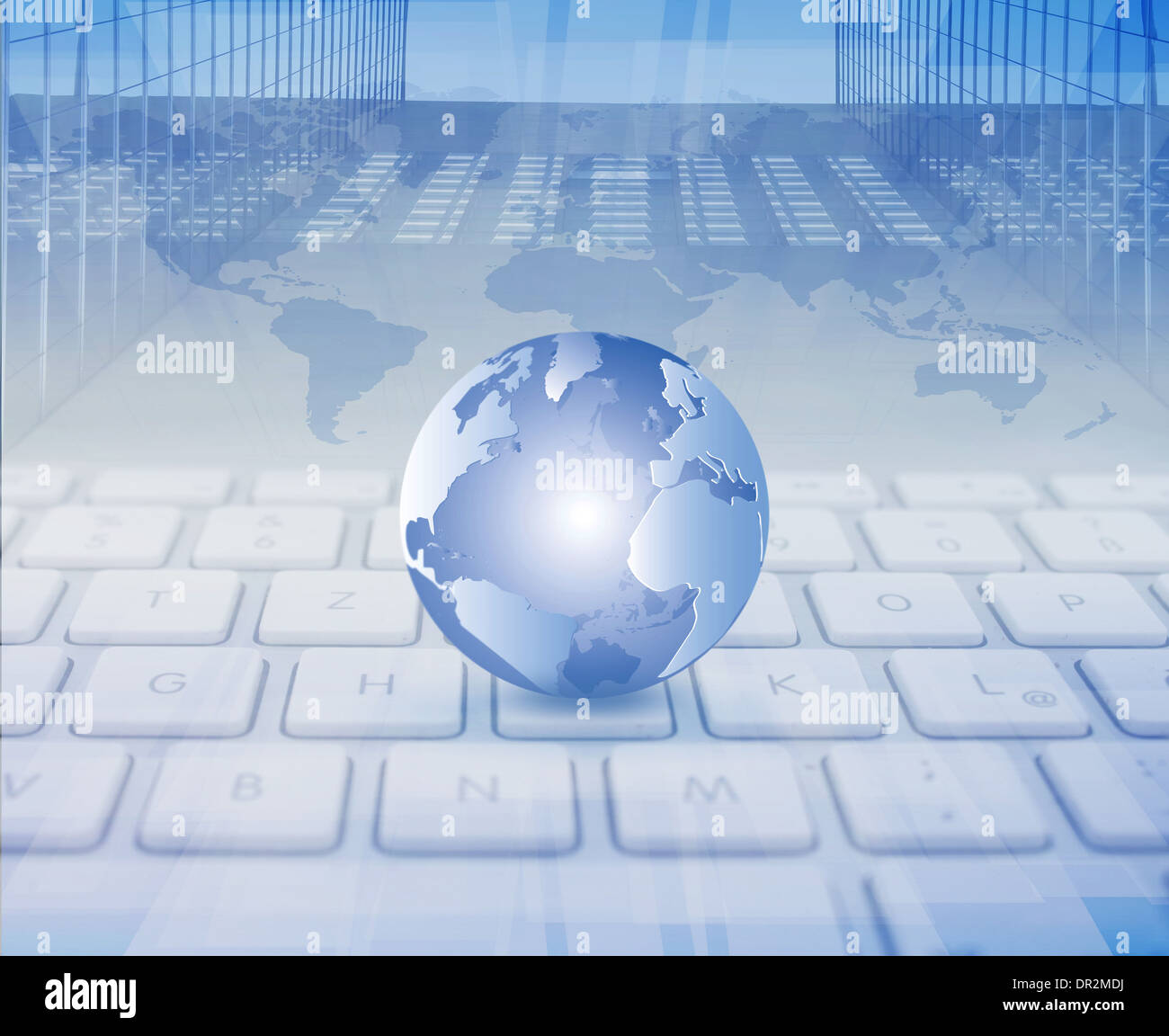 Globe on a keyboard Stock Photo - Alamy