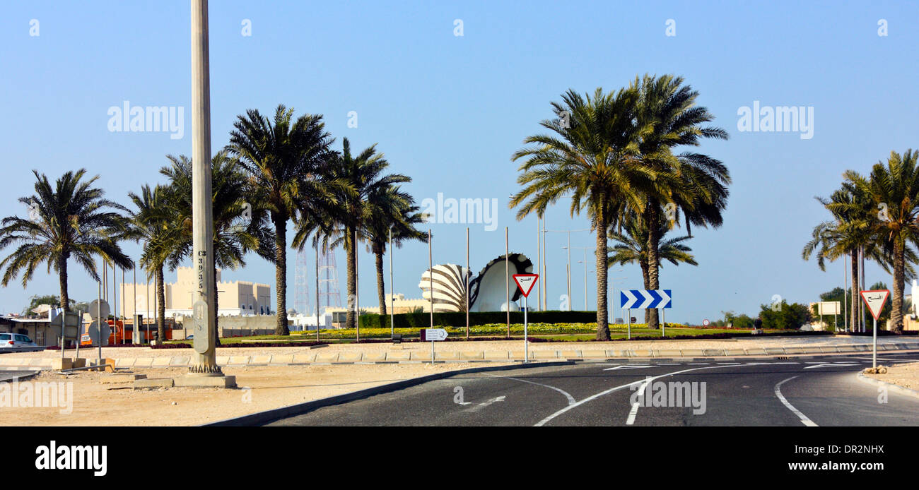 Approach to the Shell Roundabout in Madinat Al Shmal, Qatar North Coast ...