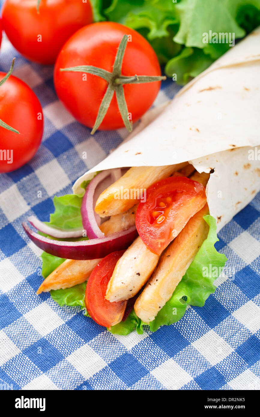 Chicken kebab wrap Stock Photo - Alamy