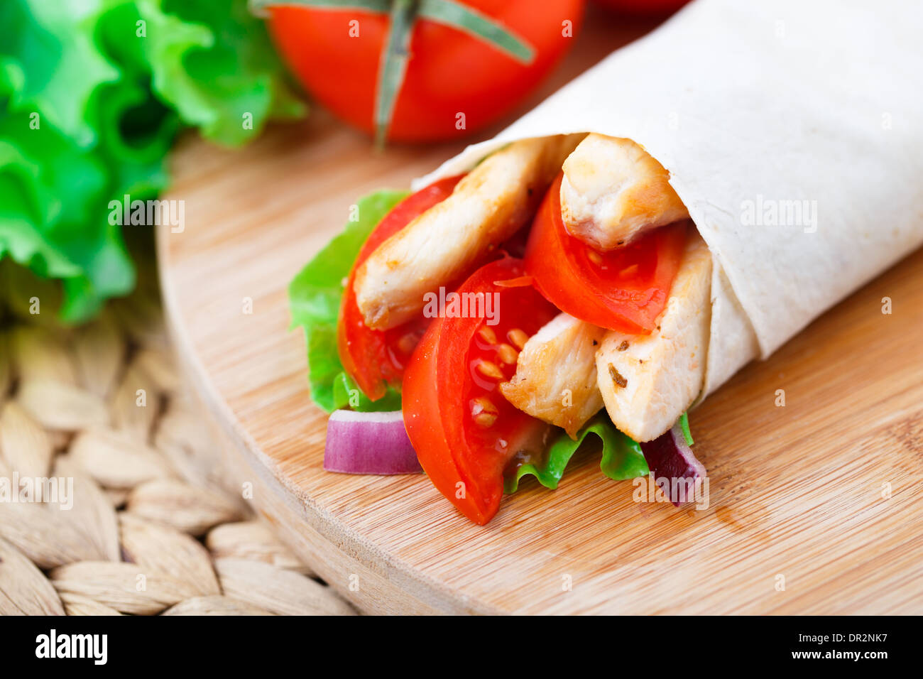 Chicken kebab wrap Stock Photo - Alamy