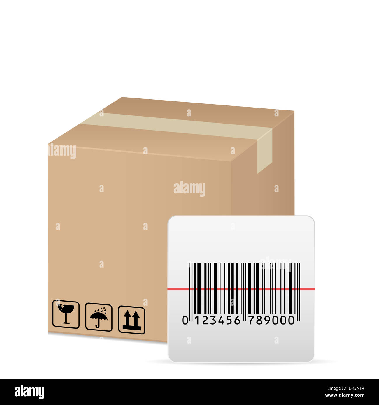 box and bar code on a white background Stock Photo - Alamy