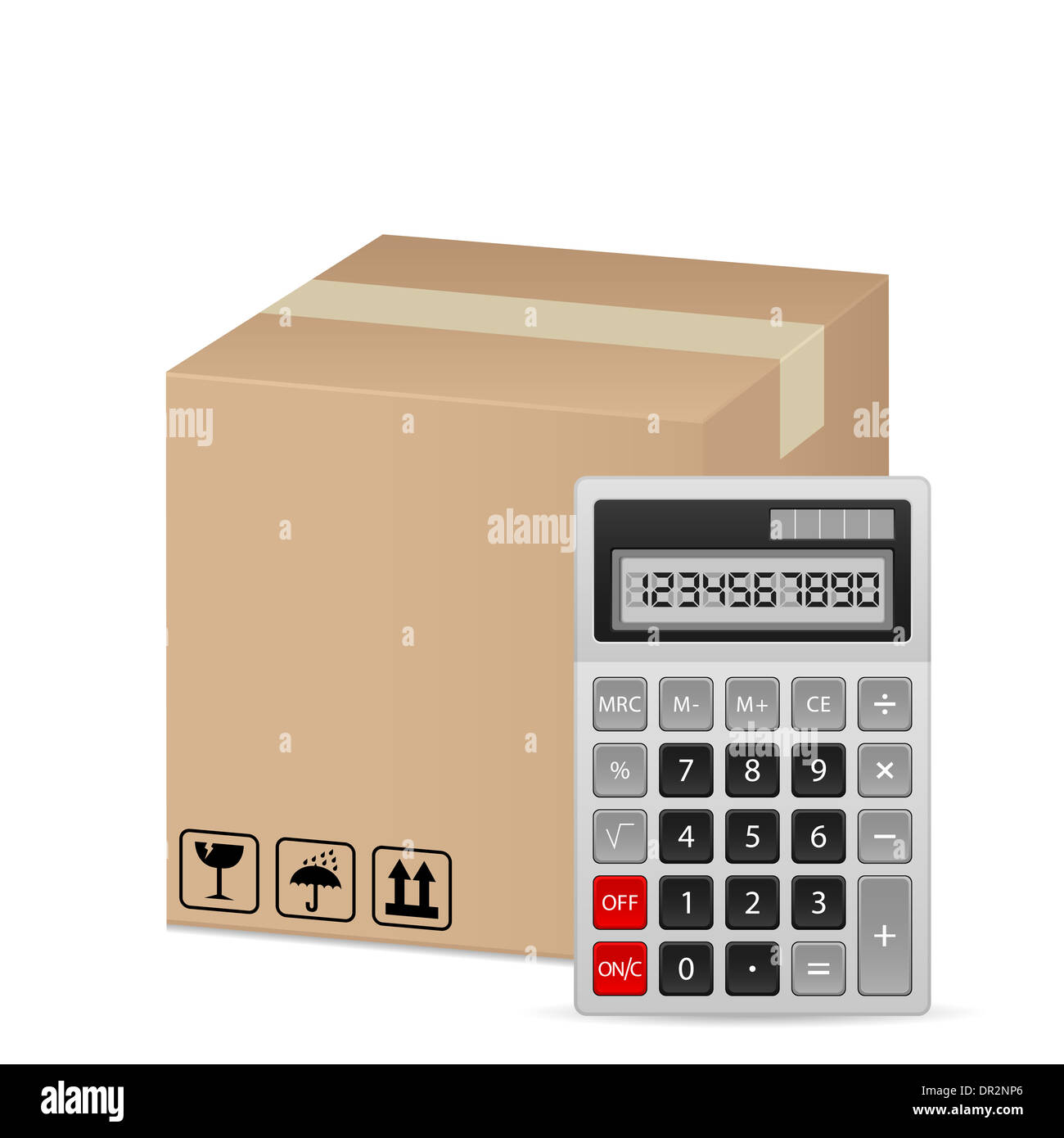 box and calculator on a white background Stock Photo - Alamy