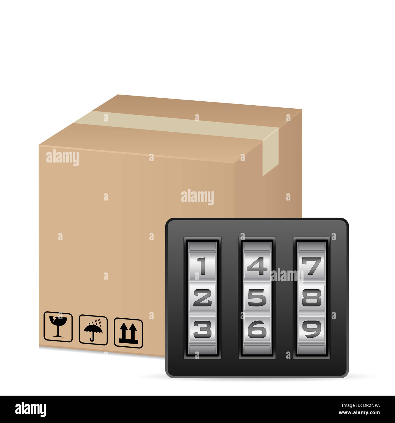 box and combination lock on a white background Stock Photo - Alamy