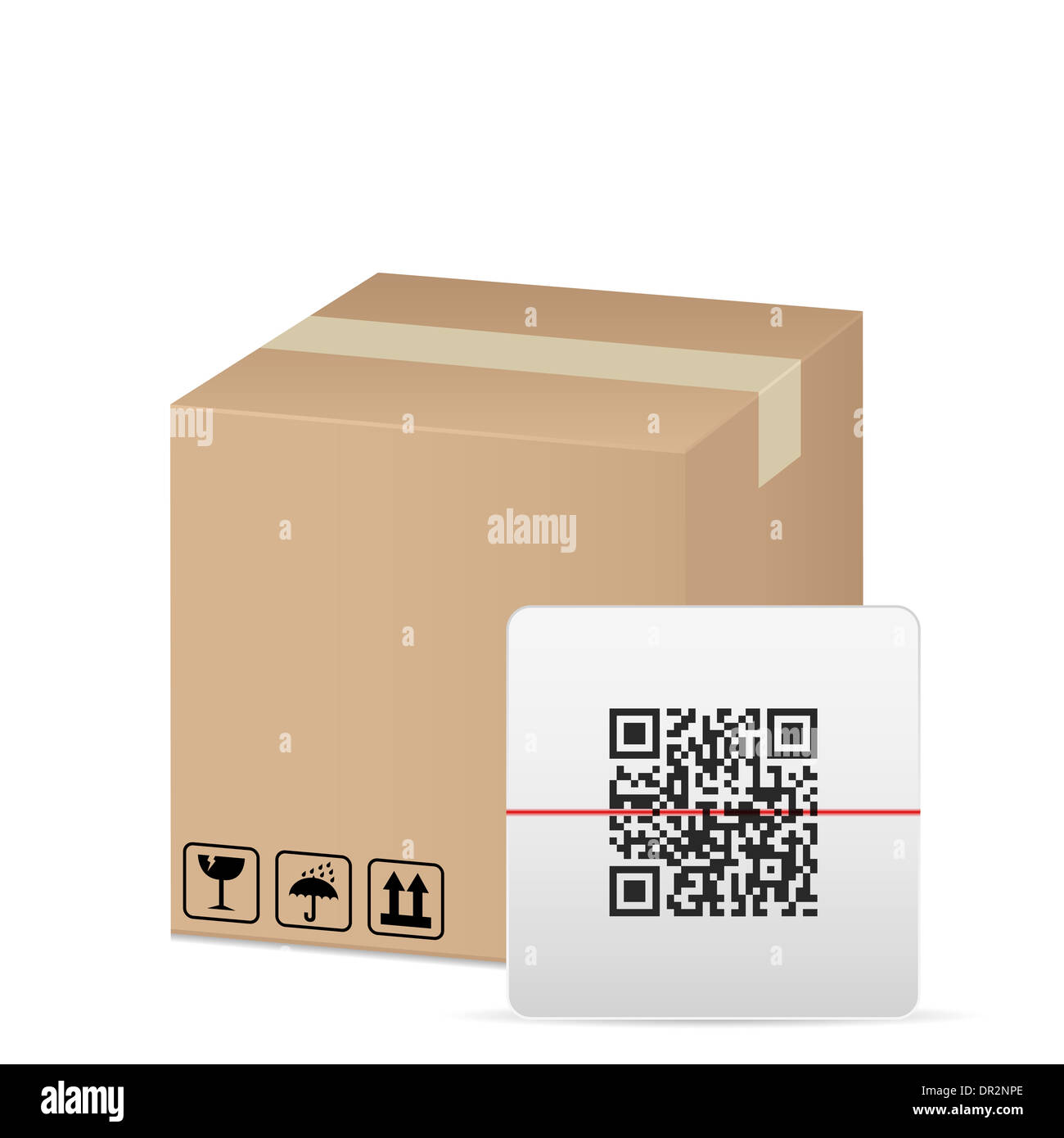 box and QR code on a white background Stock Photo - Alamy