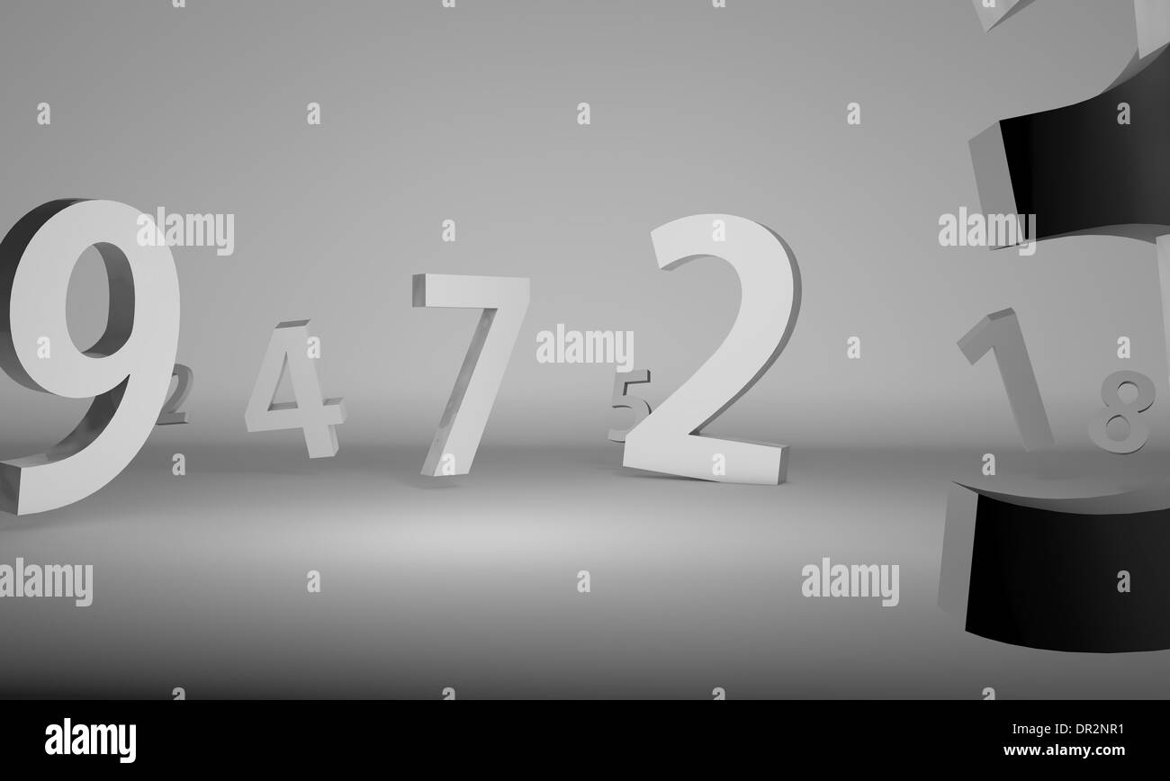 Numbers in chrome over pure white background Stock Photo - Alamy