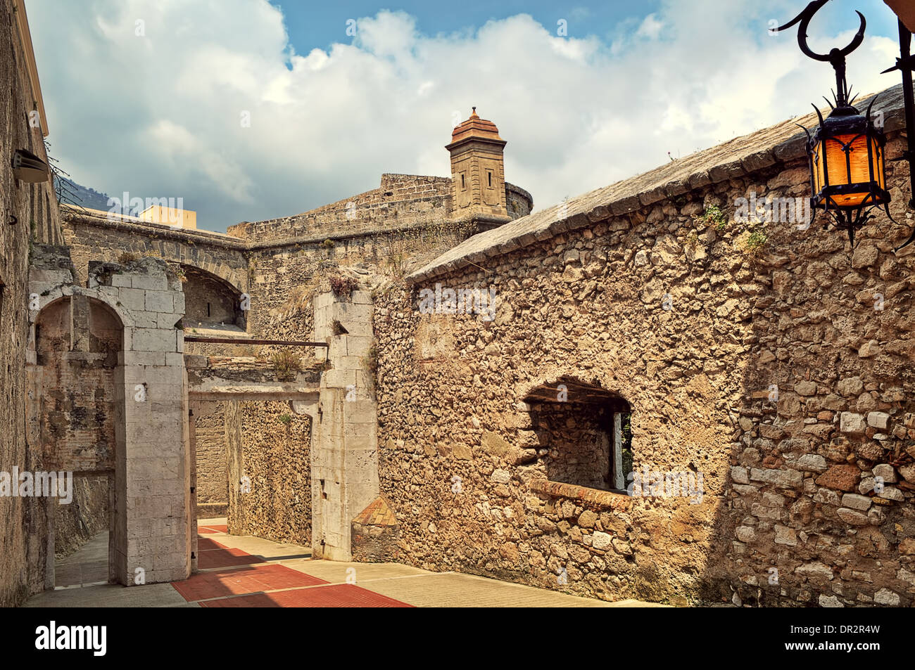 Old walls of medieval fortifications in Monaco-Ville, Principality of ...