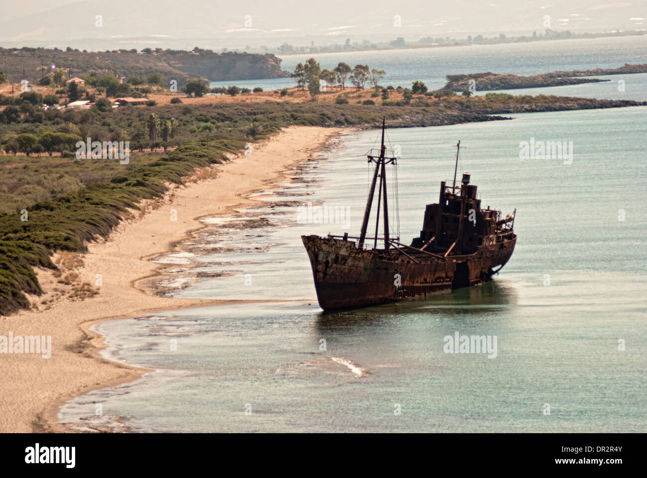 Gytheio, Peloponnesus, Greece, wreck of the ship Dimitrios Stock Photo ...