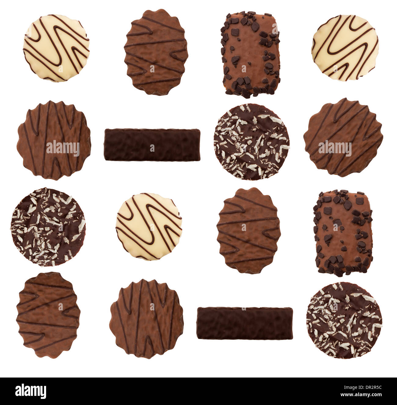 Chocolate biscuit assortment, isolated. High sugar but delicious! Stock ...