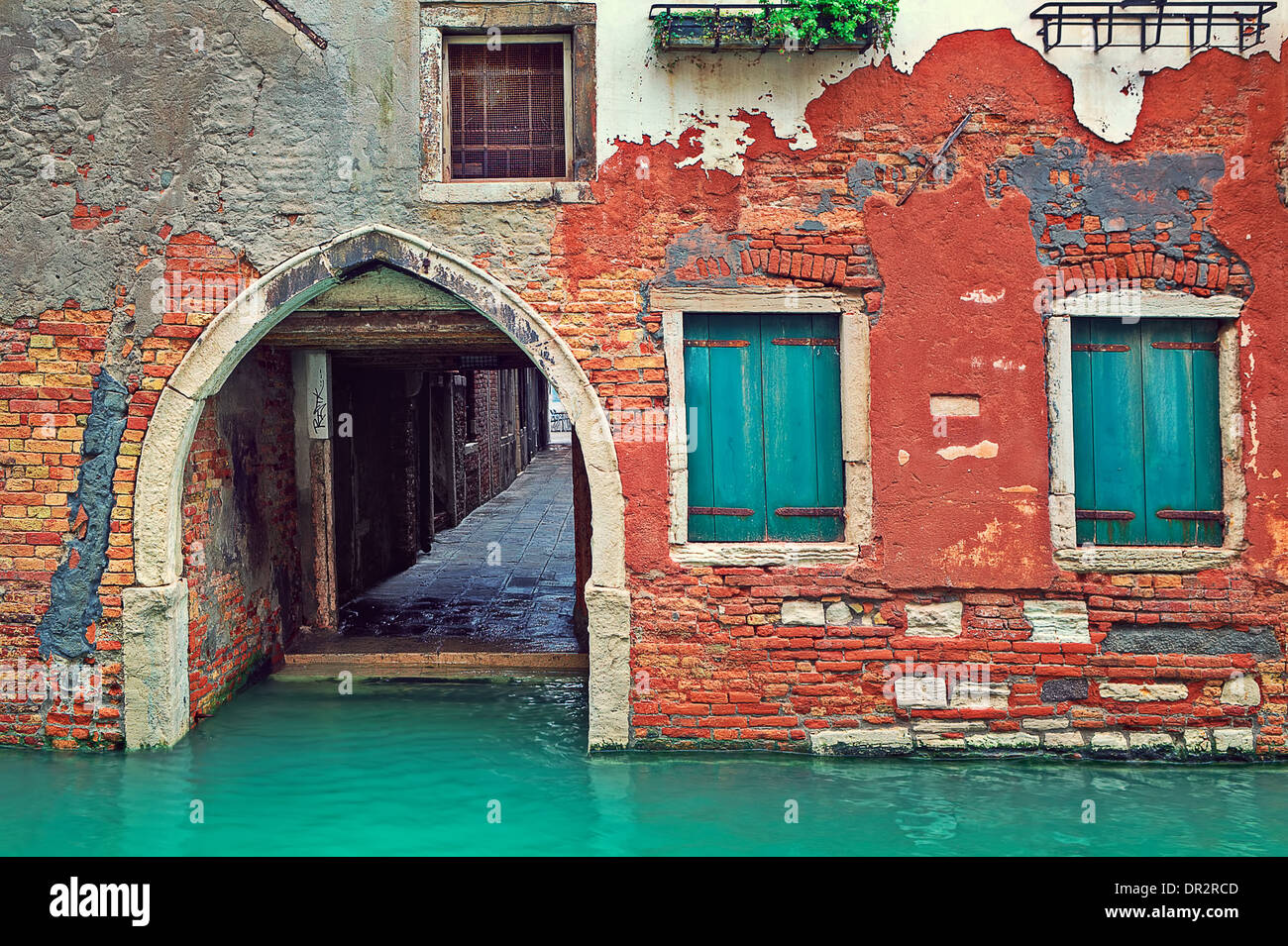 Old Brick House Venice Italy Typical Old Colorful Brick House, Wooden