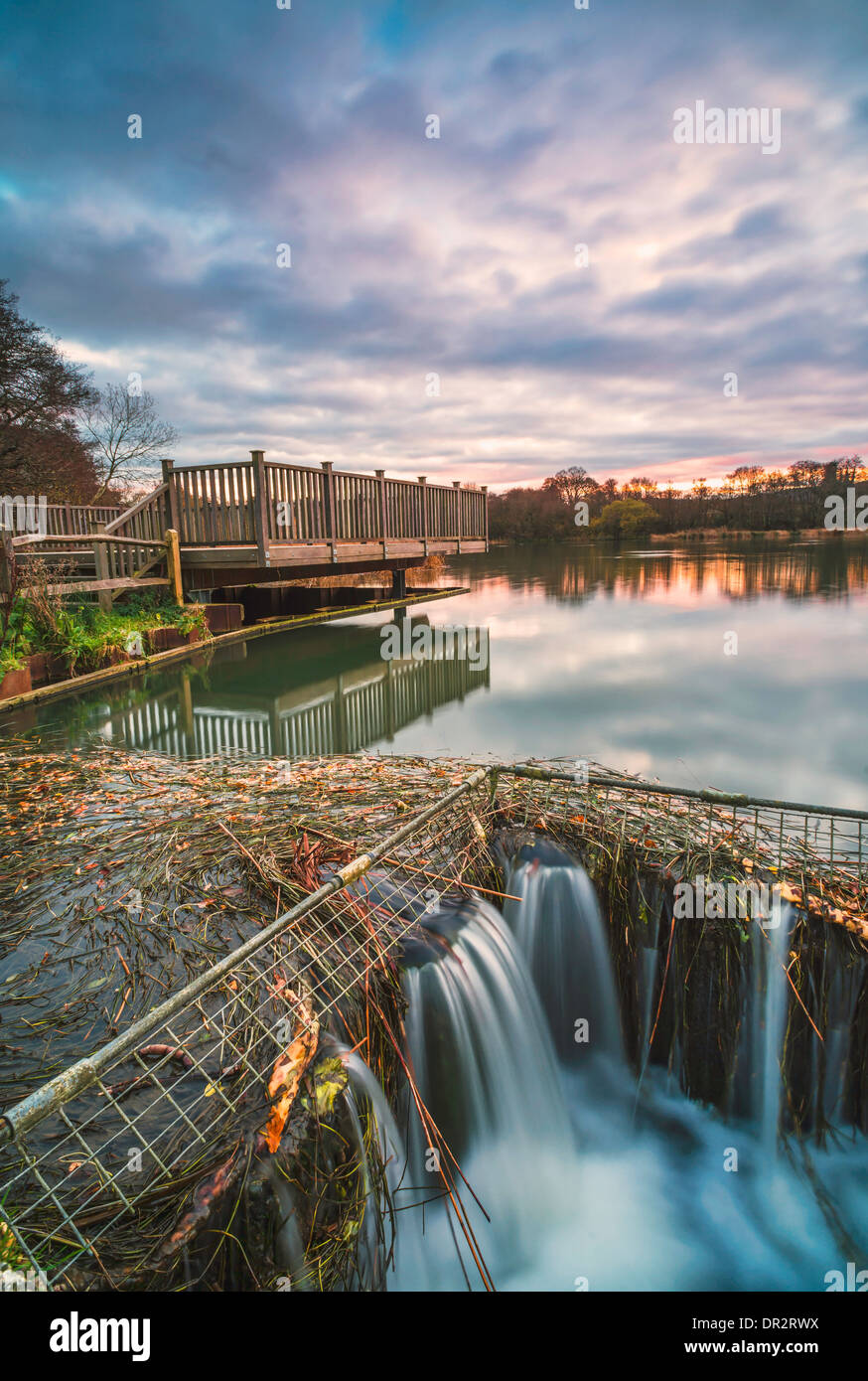 Small waterfall at Burton Mill Pond, West Sussex, UK Stock Photo - Alamy