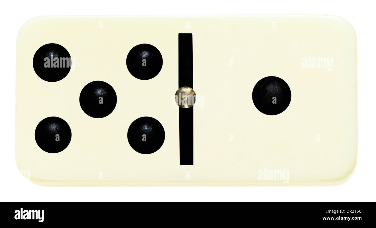 one five domino tile on isolated on white background Stock Photo - Alamy