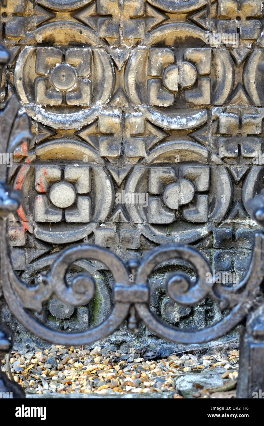 close-up of ornate Victorian stone-work in Highgate North London UK ...
