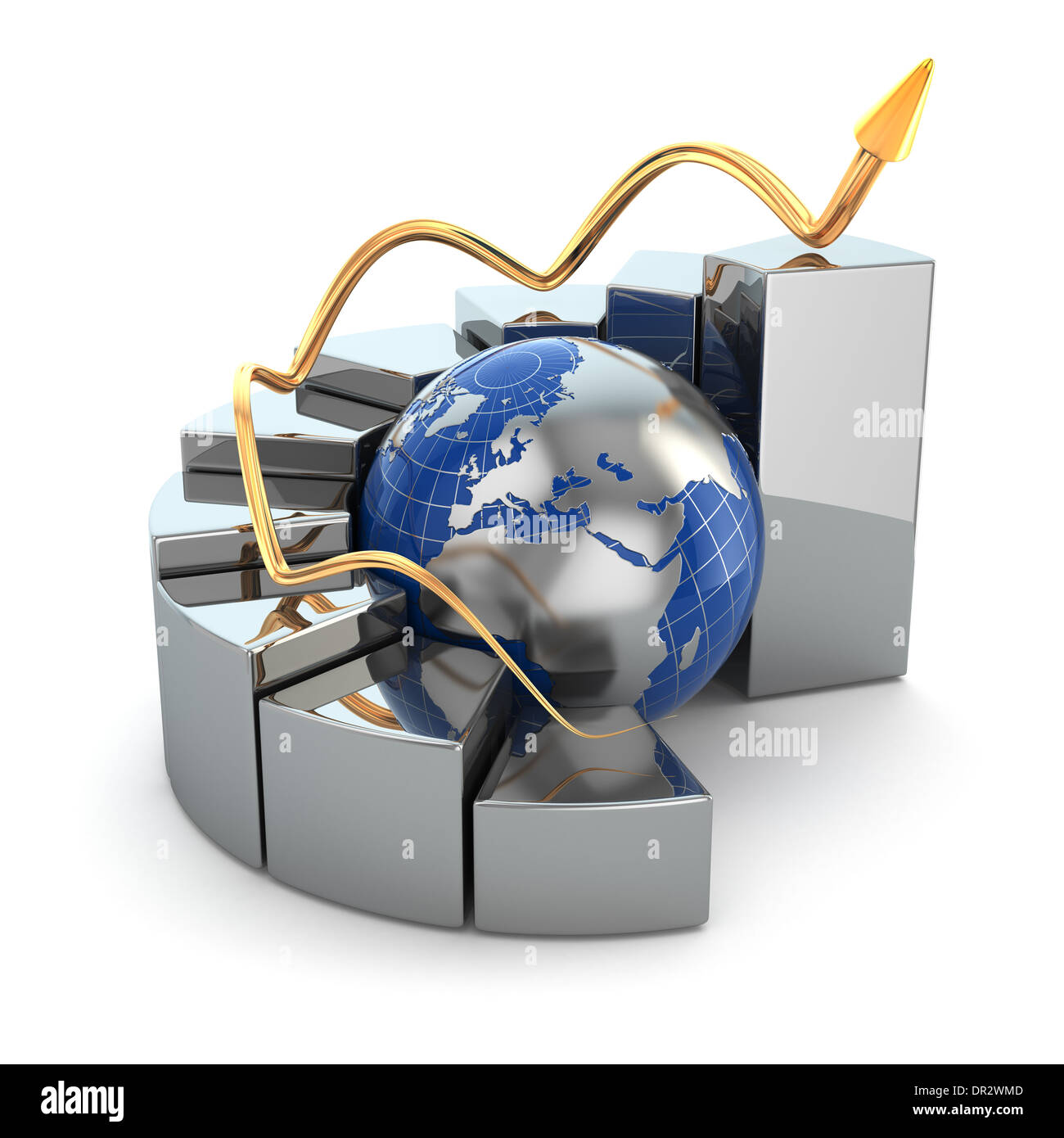 Global business graph on white isolated background. 3d Stock Photo - Alamy