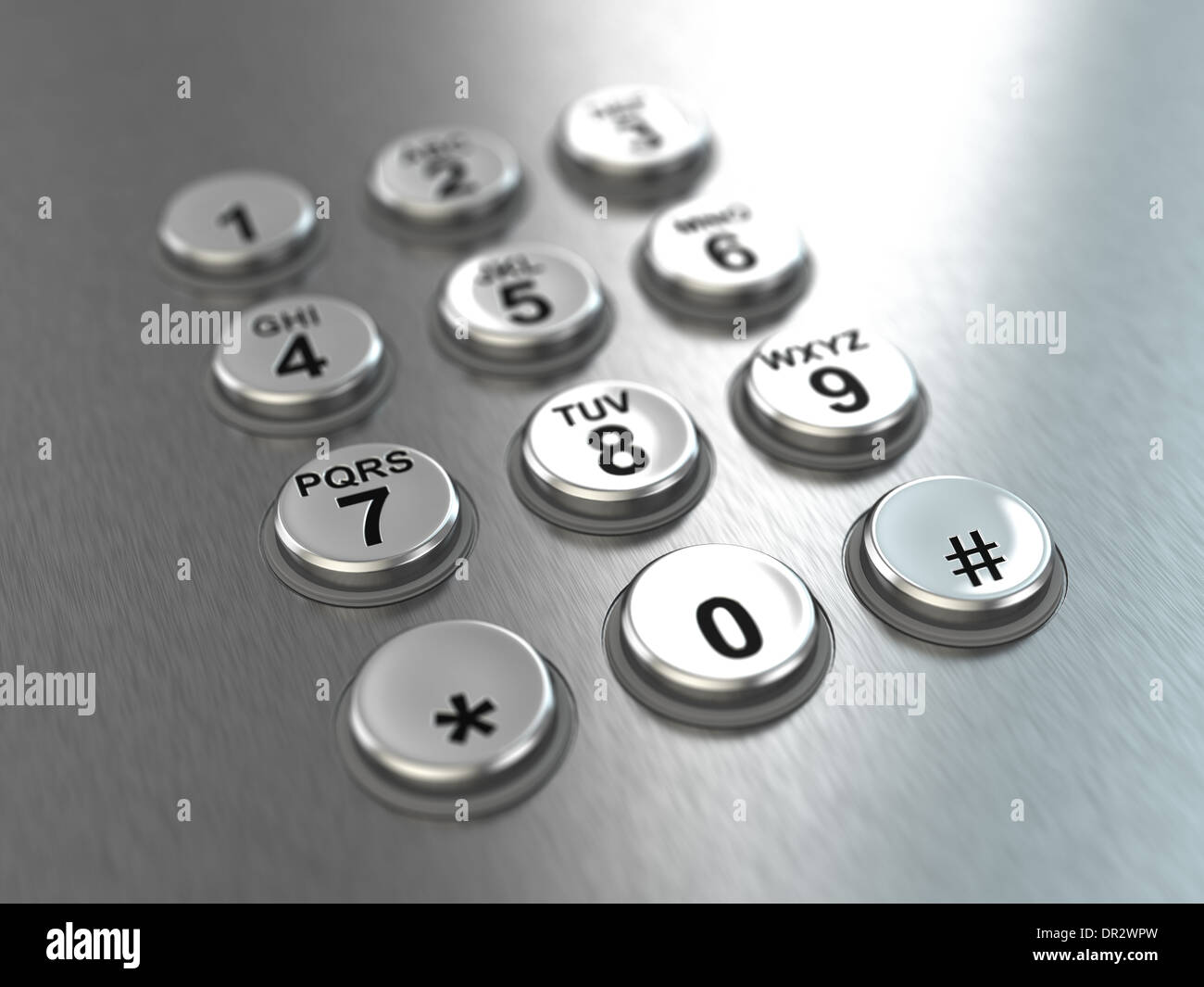 Metallic pay phone keypad. Three-dimensional image. 3d Stock Photo - Alamy