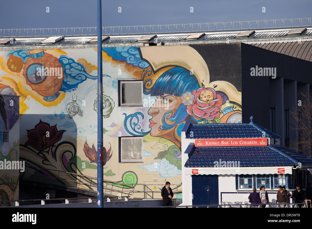 Graffiti on a back side of a Bus Station in Seville, Spain Stock Photo ...