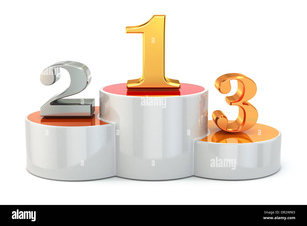 Podium with numbers of places on white isolated background. 3d Stock ...