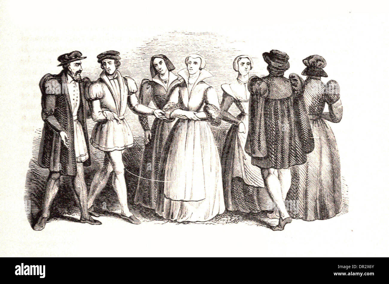General costume of the time of Edward VI - Britsh engraving Stock Photo ...