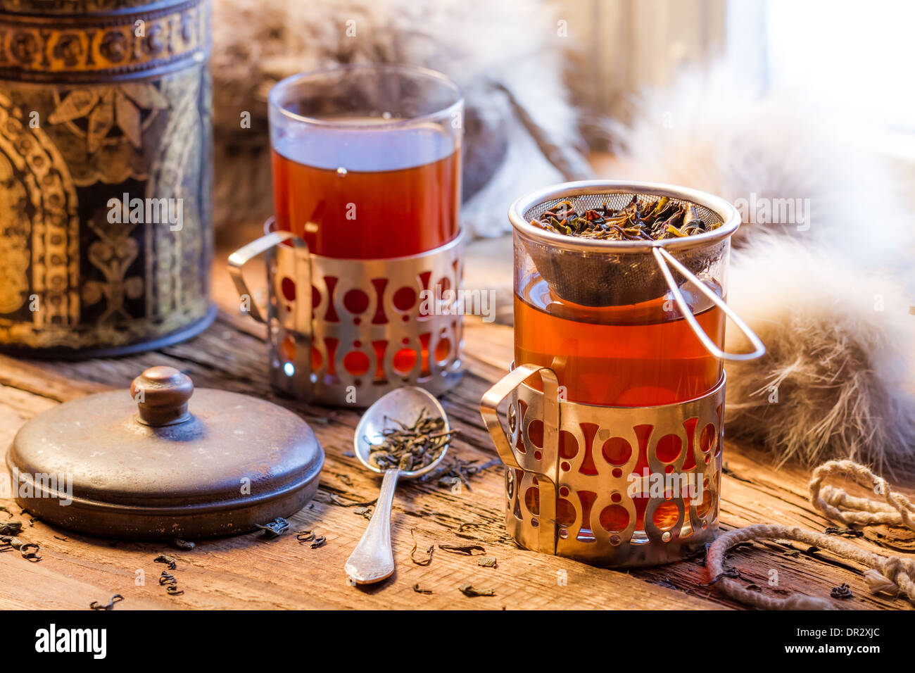 Hot tea brewed in the old style Stock Photo - Alamy