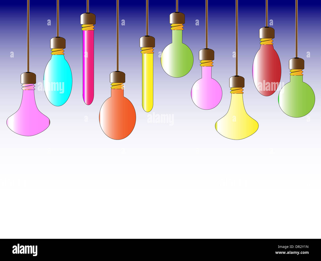 A collection of hanging light bulbs Stock Photo - Alamy