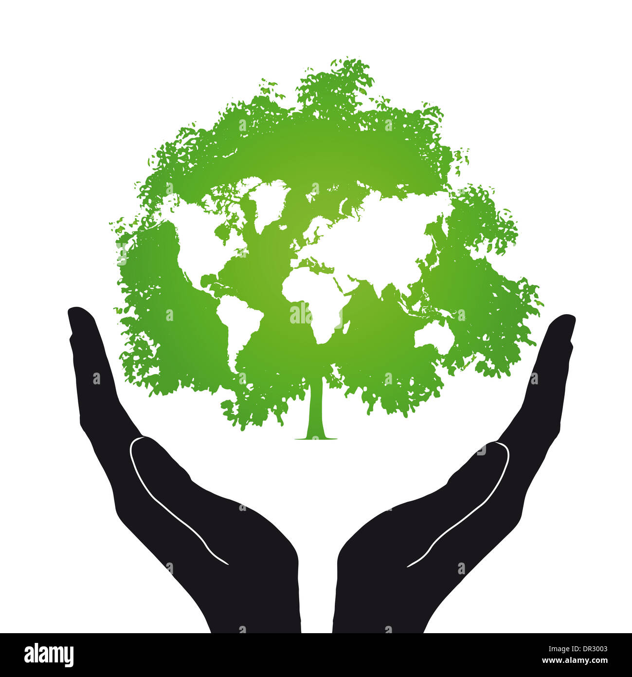 Tree icons with hands Stock Photo - Alamy