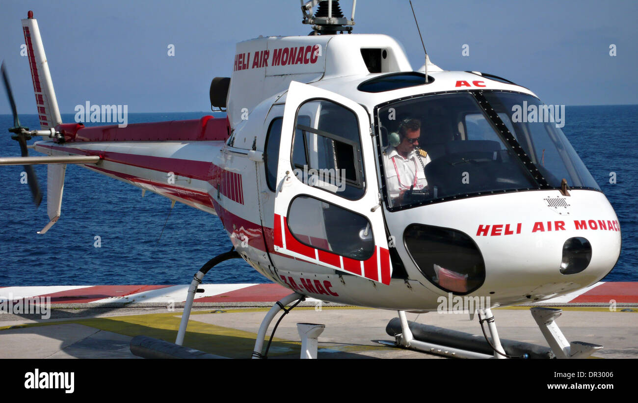 Helicopters at a heliport in Monaco Stock Photo - Alamy