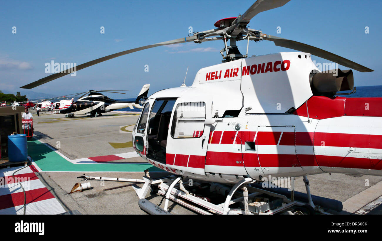 Helicopters at a heliport in Monaco Stock Photo - Alamy