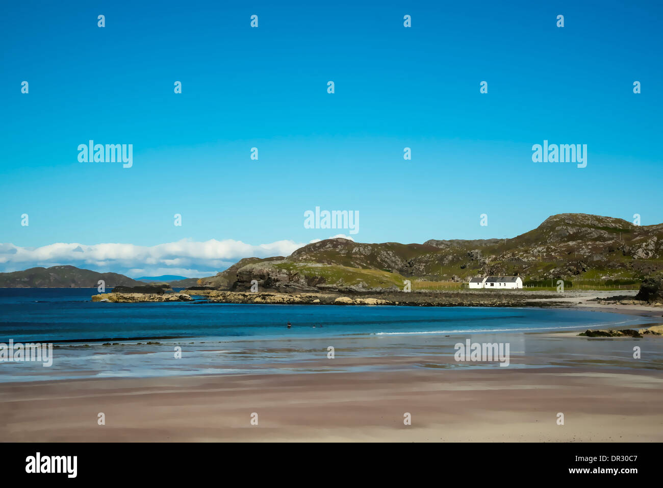 A sunny August Afternoon, on Clashnessie Beach, Assynt, Scottish ...