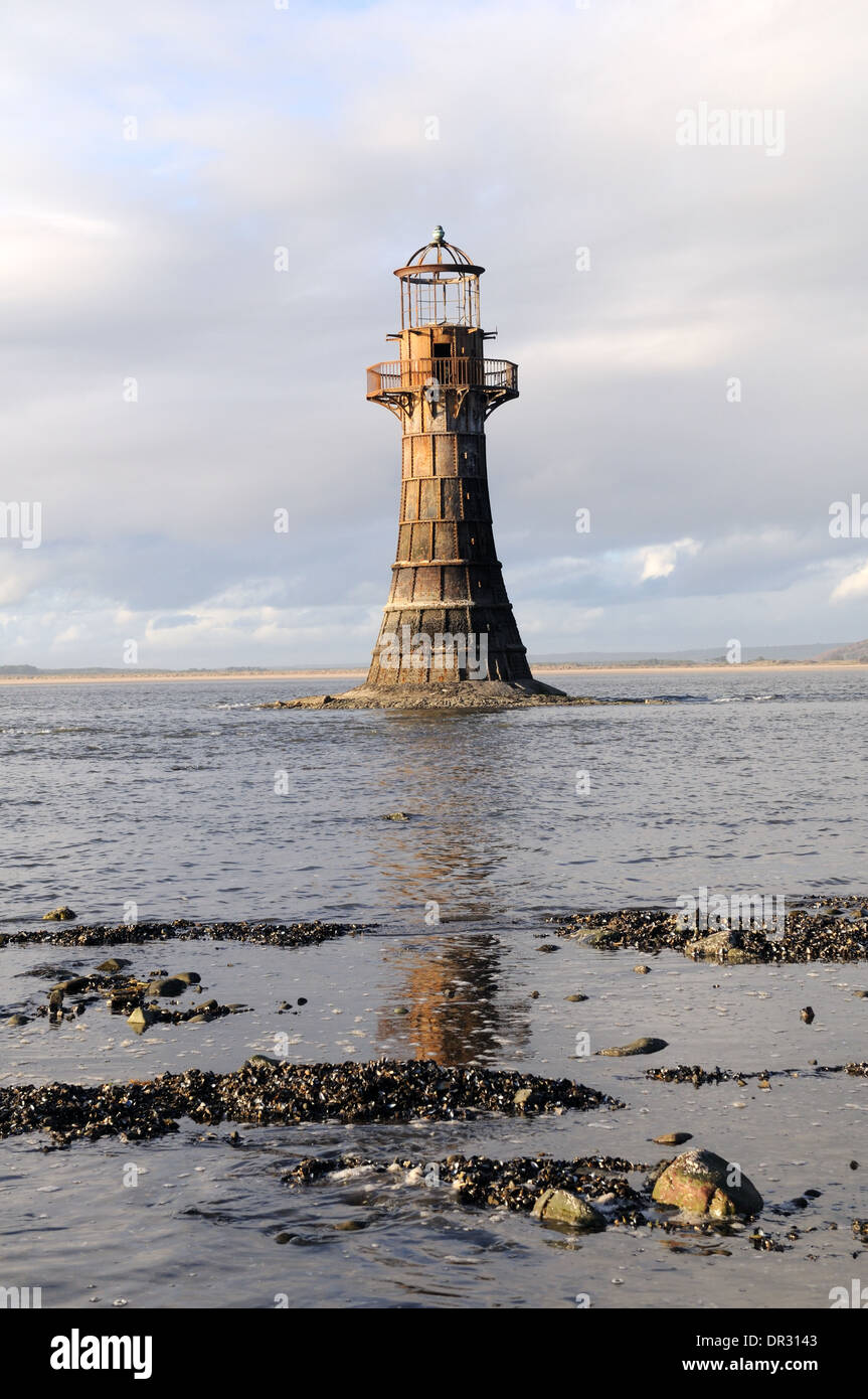 Whitford Point Lighthouse cast iron lighthouse Gower Peninsula Wales ...