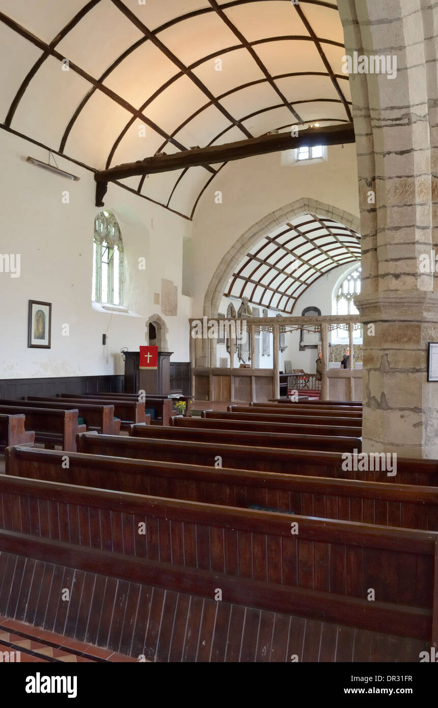 Llandefalle church interior Stock Photo - Alamy