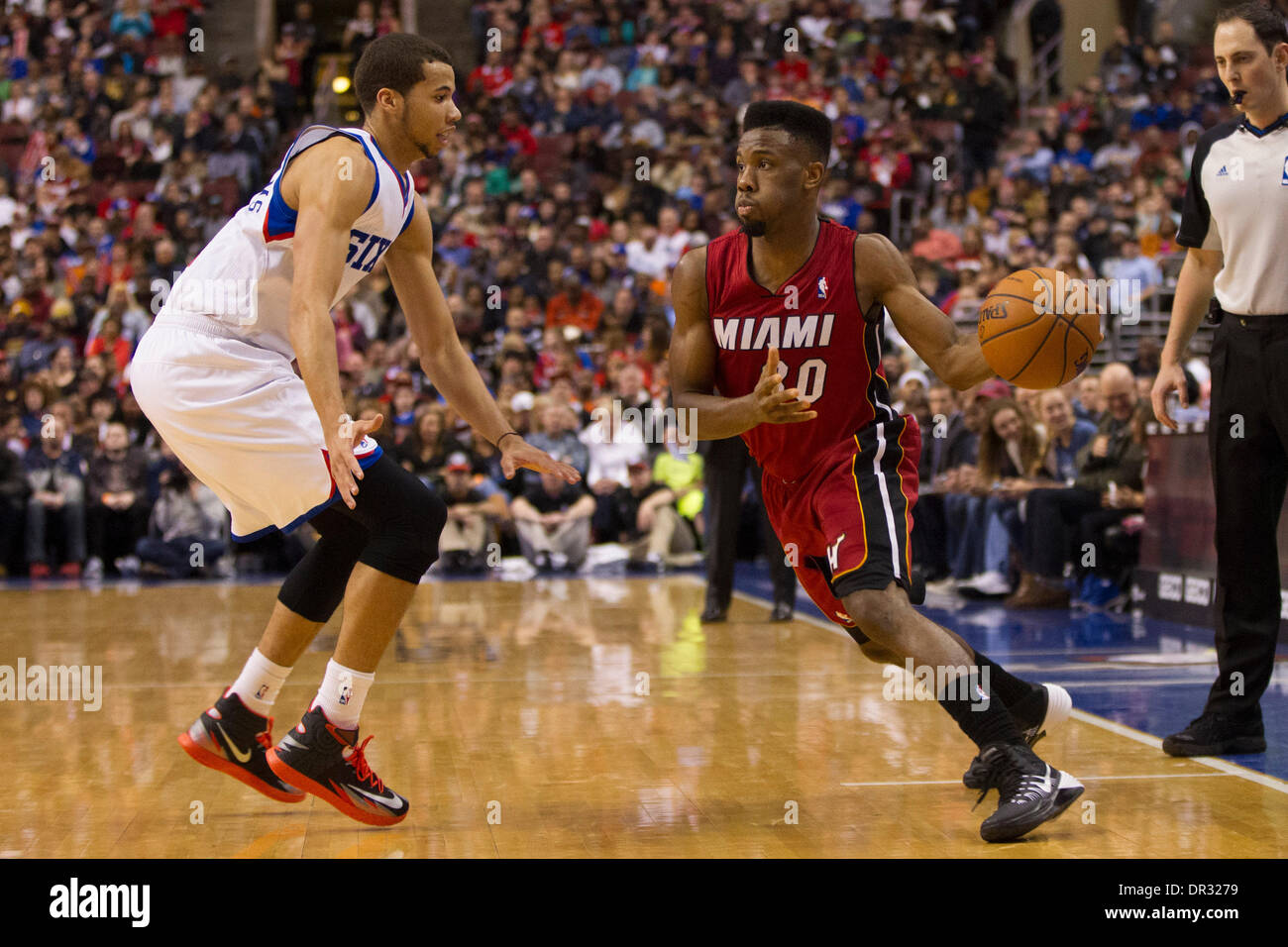 Philadelphia, Pennsylvania, USA . 17th Jan, 2014. Miami Heat point ...