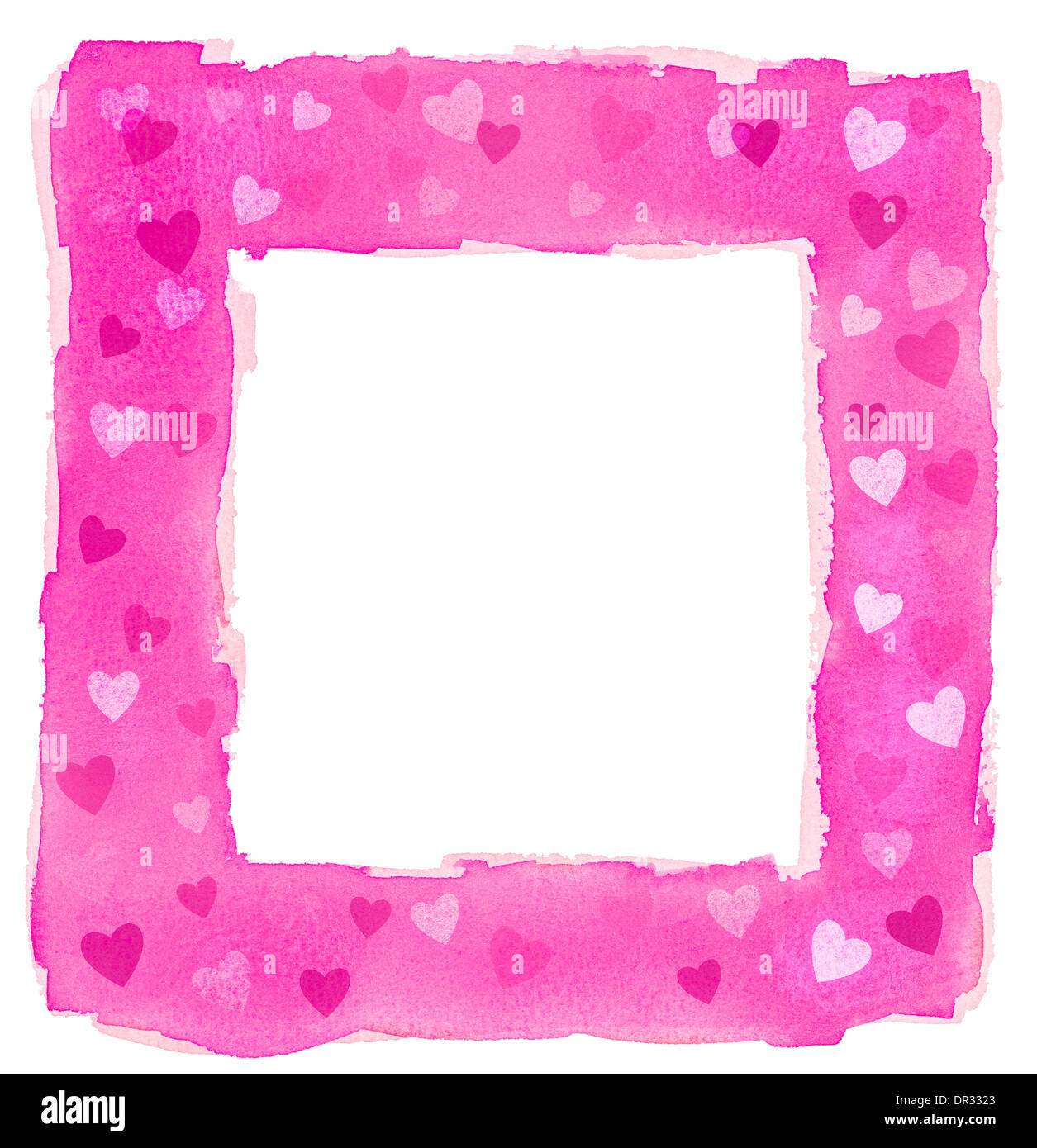 Abstract Pink Watercolor Hearts Square Frame Border Stock Photo - Alamy