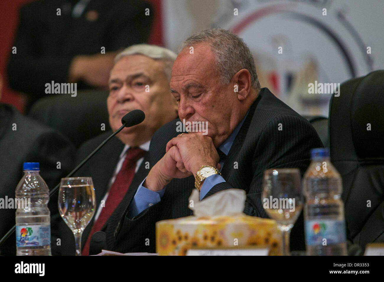 Cairo, Egypt. 18th Jan, 2014. Nabil Salib (R), president of Egypt's ...