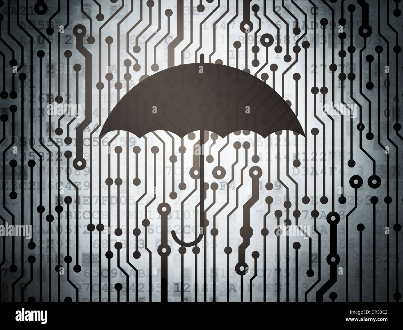 Protection concept circuit board umbrella hi-res stock photography and ...