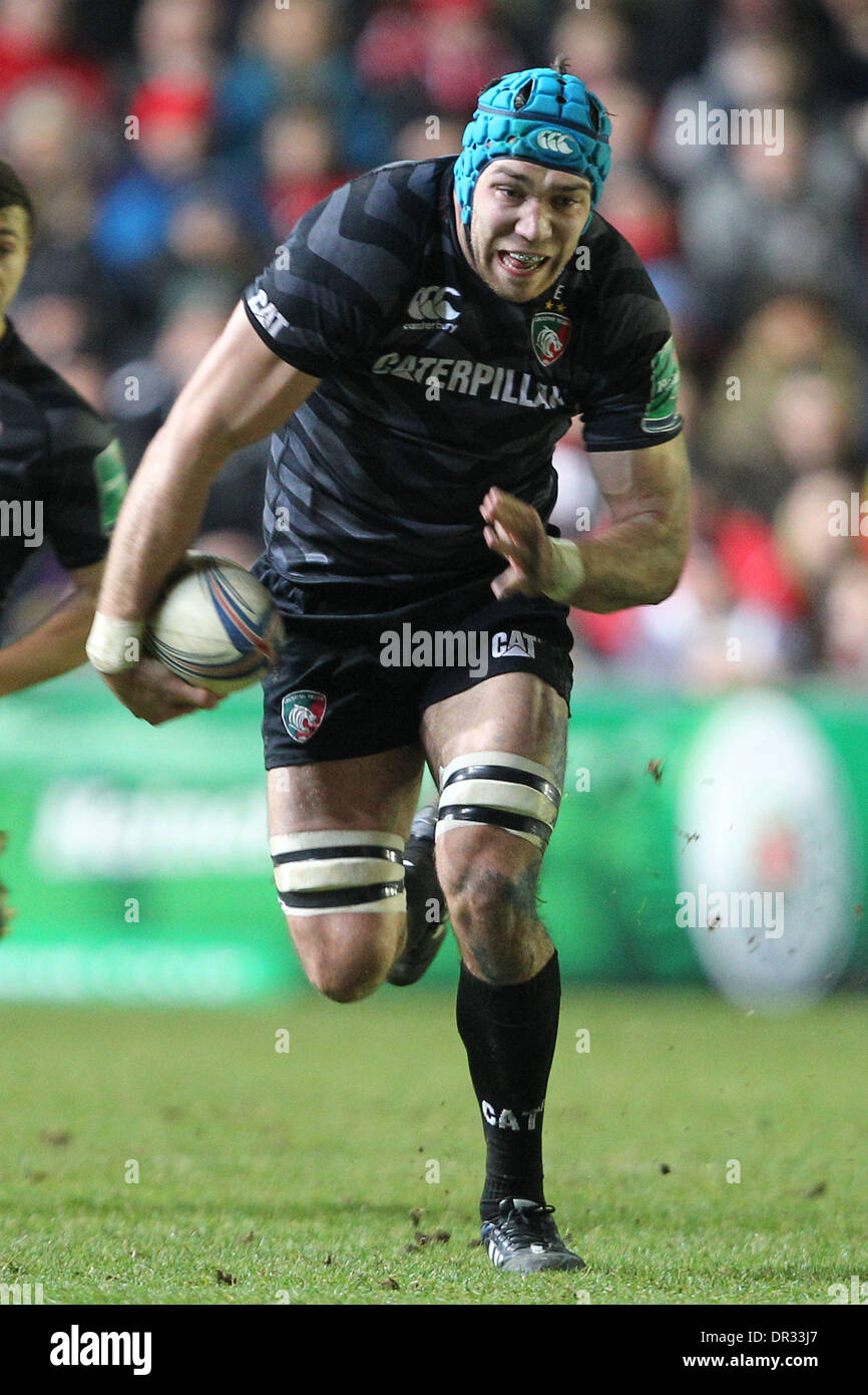 Leicester, UK. 18th Jan, 2014. Graham Kitchener on the chargeduring the ...