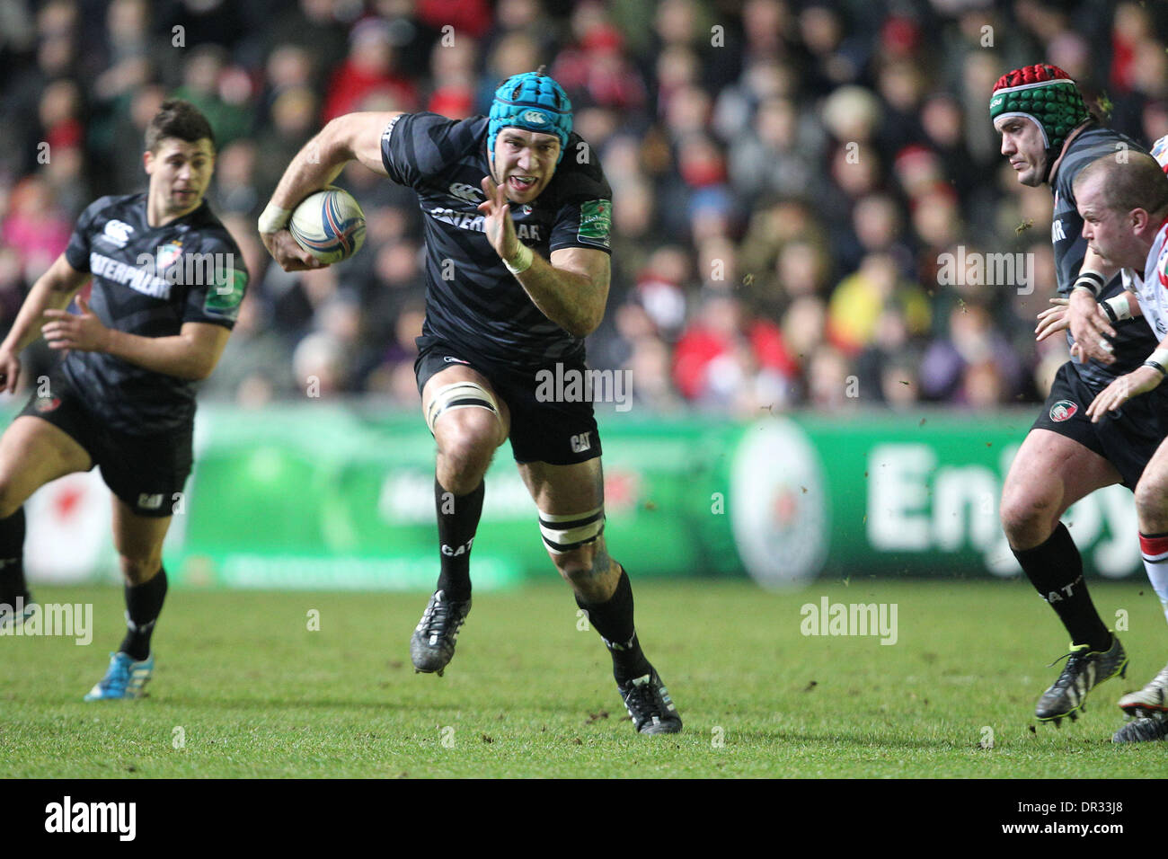Leicester, UK. 18th Jan, 2014. Graham Kitchener on the chargeduring the ...