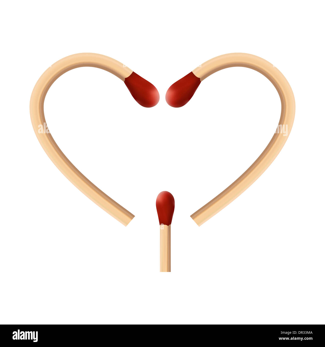 two wooden matches with red wick macro on a white background Stock ...