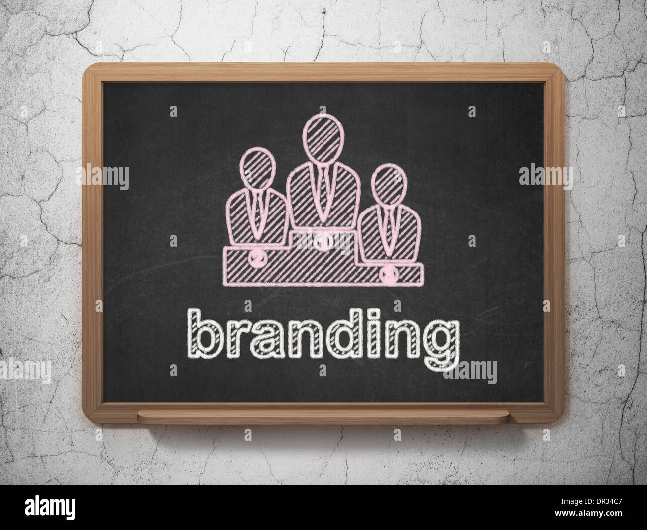 Marketing concept: Business Team and Branding on chalkboard background ...