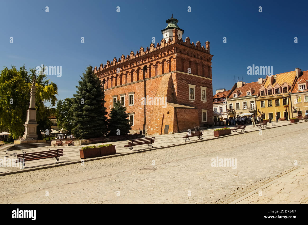 Main market square with Town Hall in Sandomierz Poland Stock Photo - Alamy
